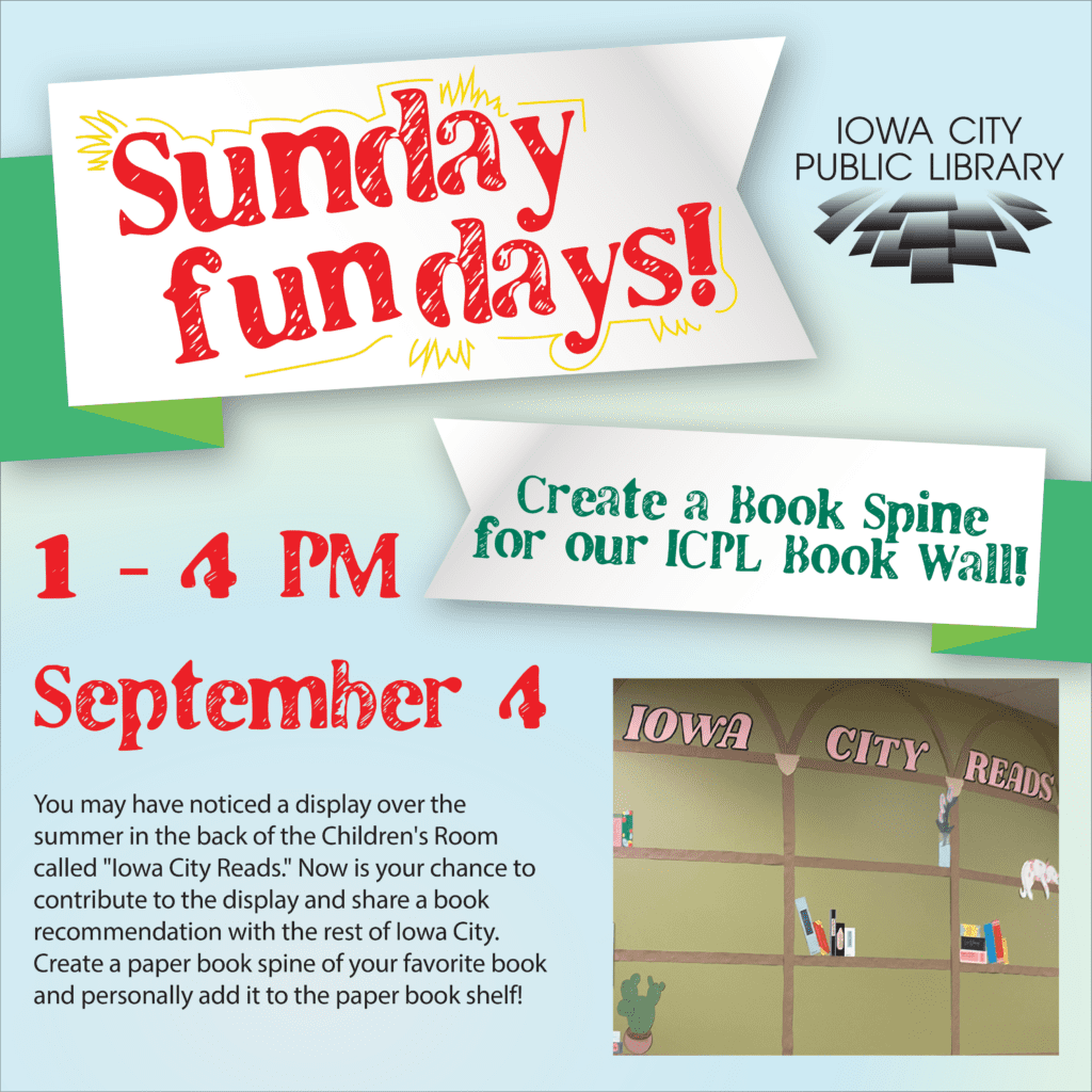 Sunday Fun Day: Create a Book Spine for our ICPL Book Wall! | Iowa City ...